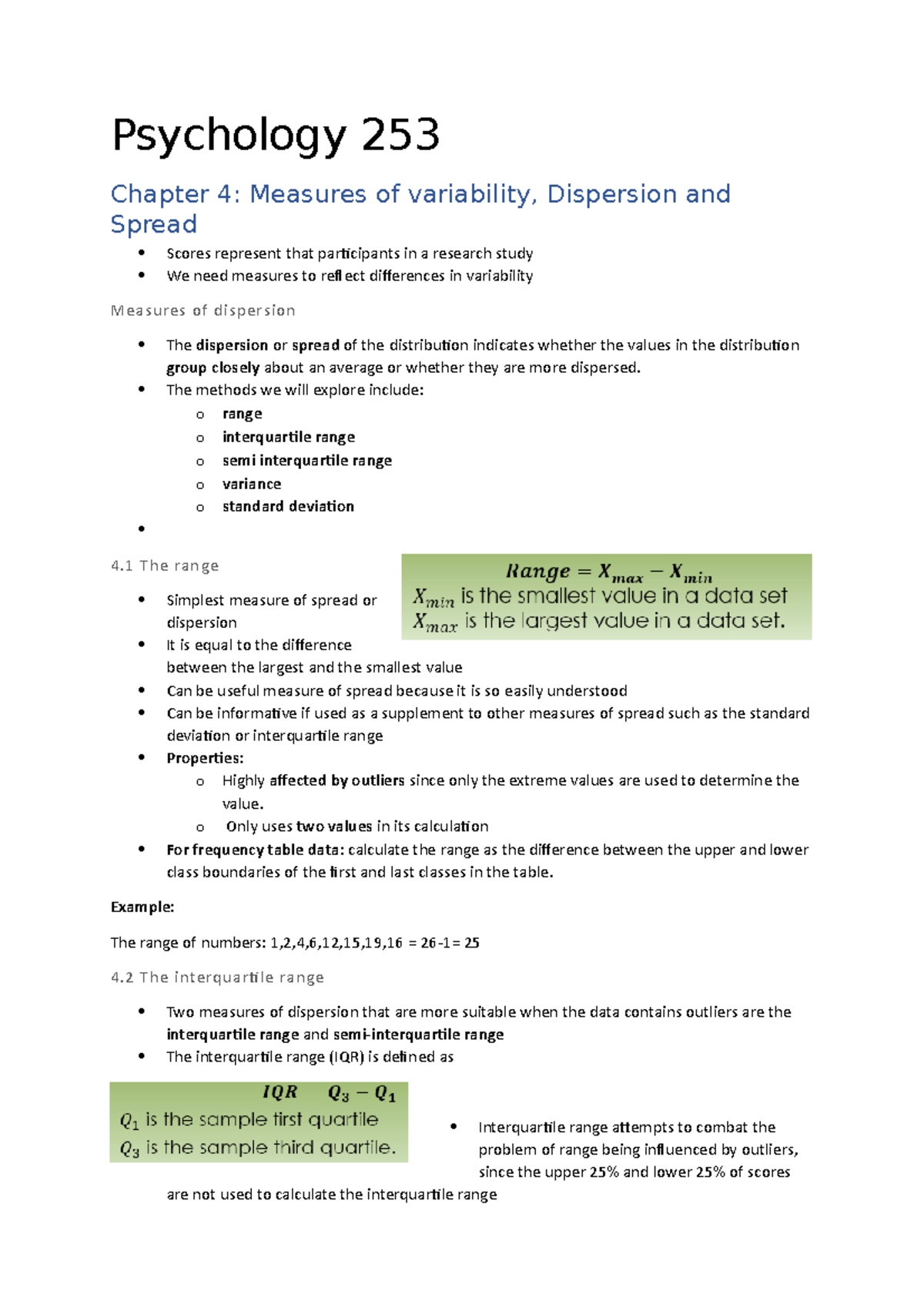 Psychology 253- Chapter 4 lecture notes - Psychology 253 Chapter 4 ...