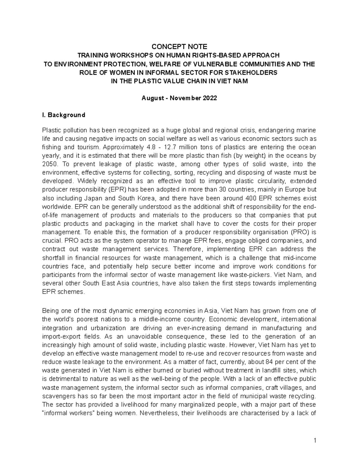 Draft Concept Note Training workshops on HBRA to environment protection ...