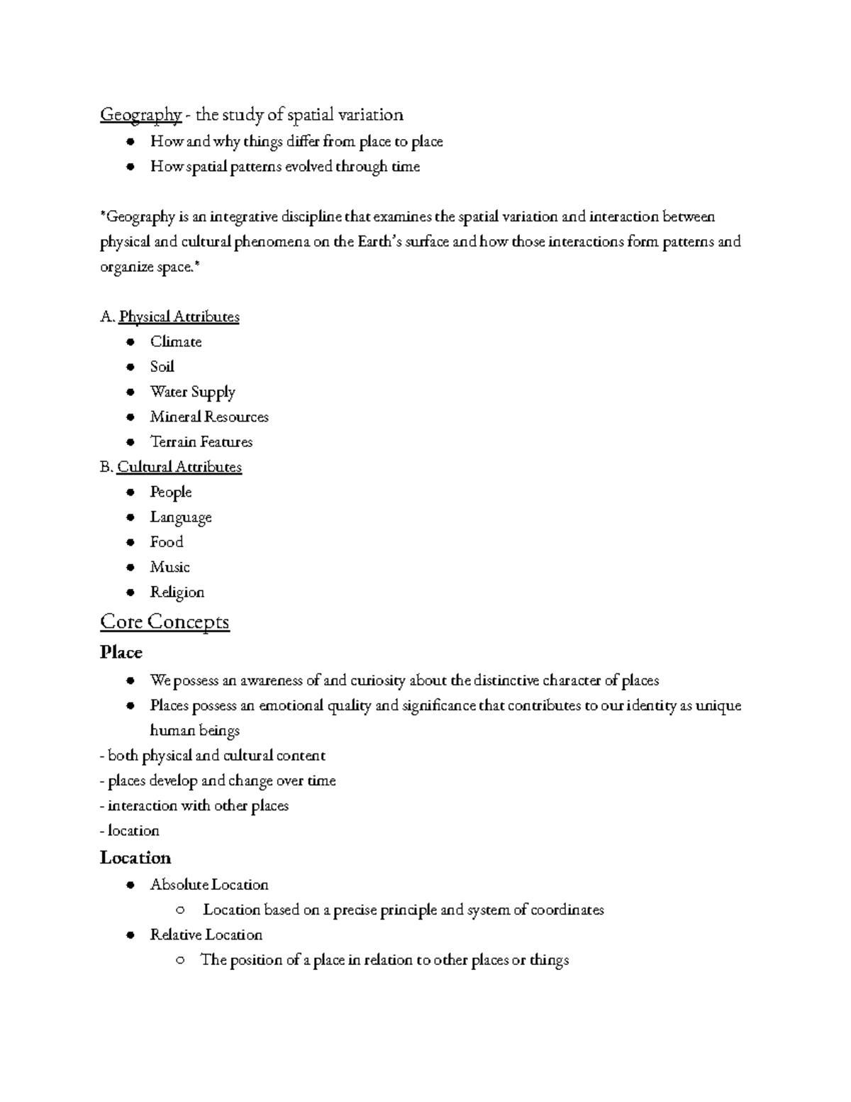 GEOG 101: Lecture 1 - Geography - the study of spatial variation How and why things dier from ...