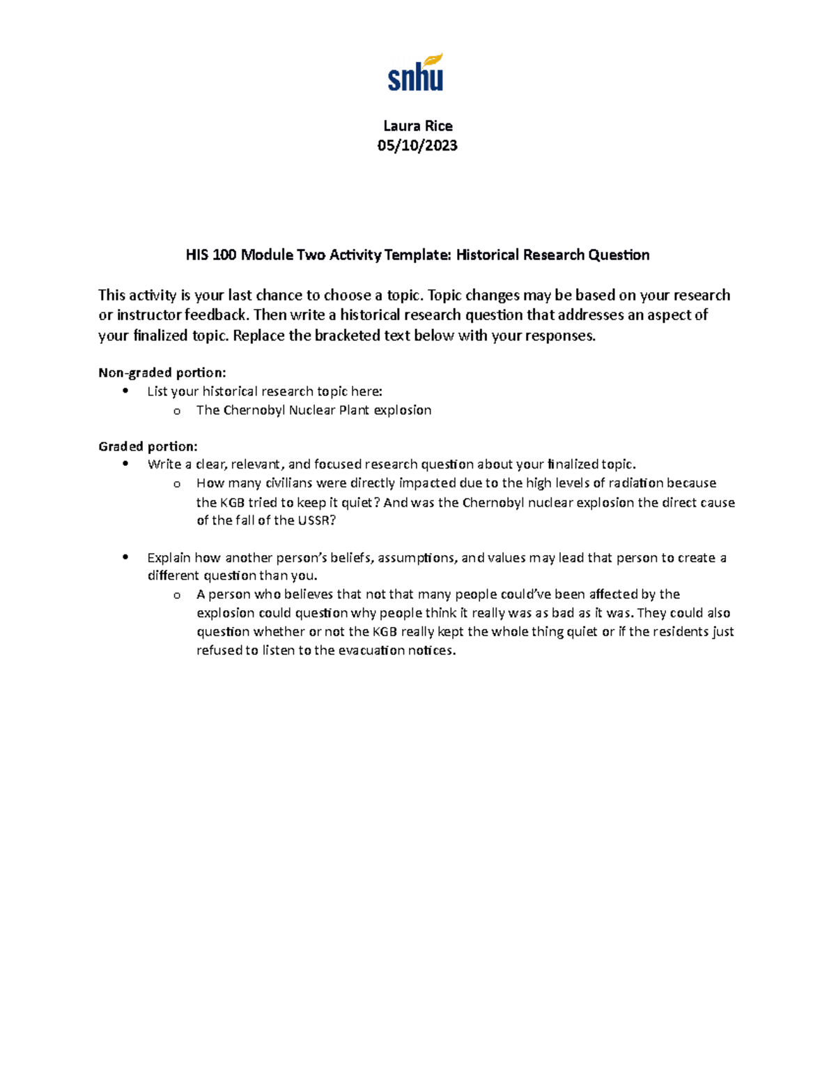 Module 2 activity research question completed assignment - Laura Rice ...