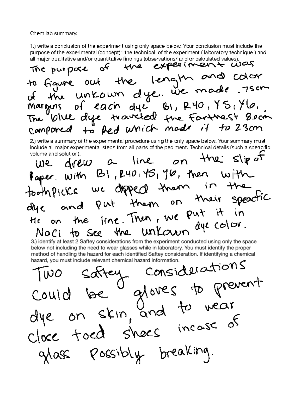 Note Feb 8, 2023 - a Chen lab summary - Chem lab summary: 1.) write a ...