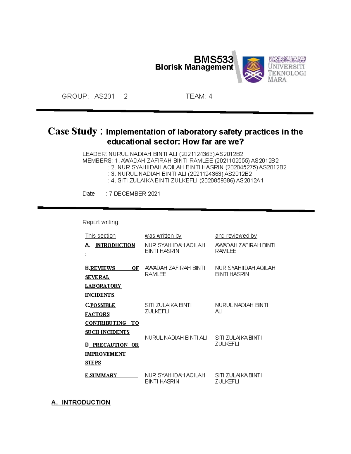 CASE Study WITH Cover PAGE BMS533 - Analisis Wacana - UiTM - Studocu