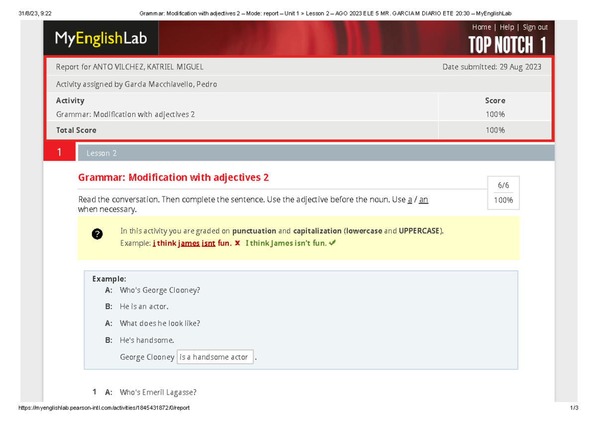 Grammar Modification with adjectives 2 – Mode report – Unit 1 Lesson 2 ...