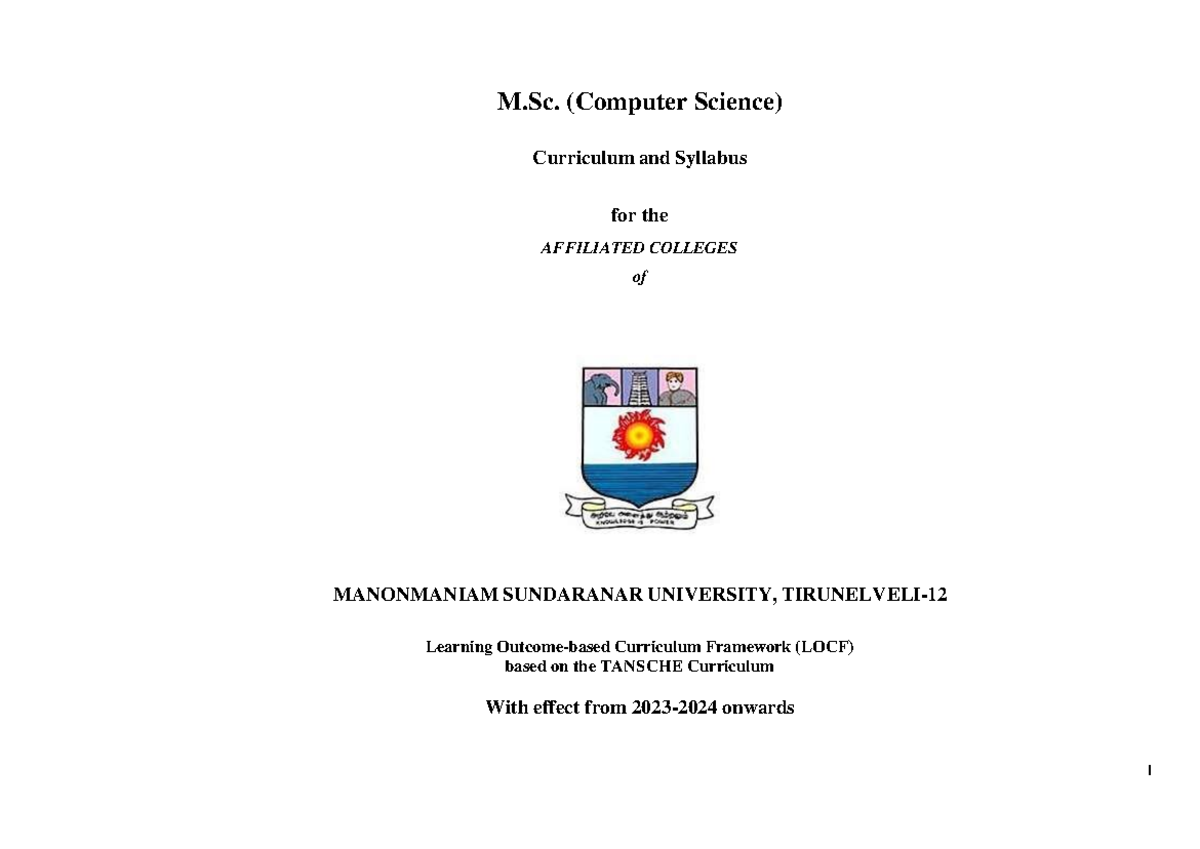 M.Sc Computer Science Syllabus 2023-2024 - M. (Computer Science ...