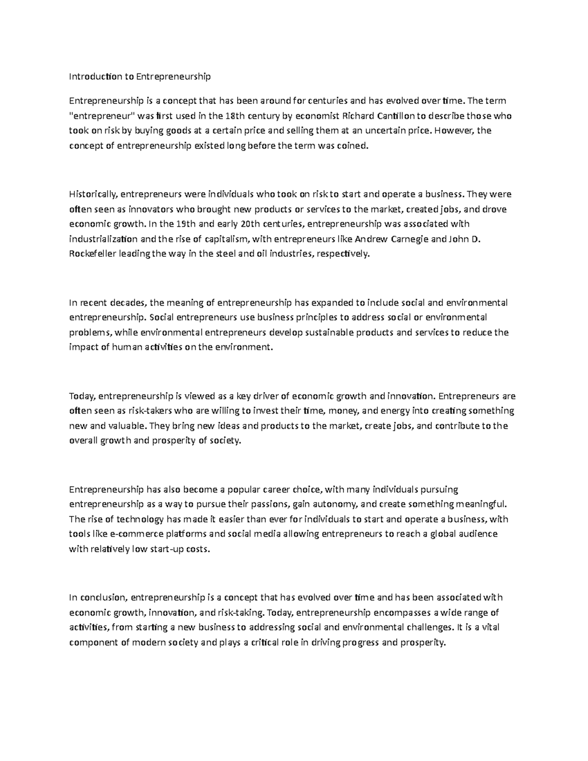 Entrepreneurship - Introduction to Entrepreneurship Entrepreneurship is ...