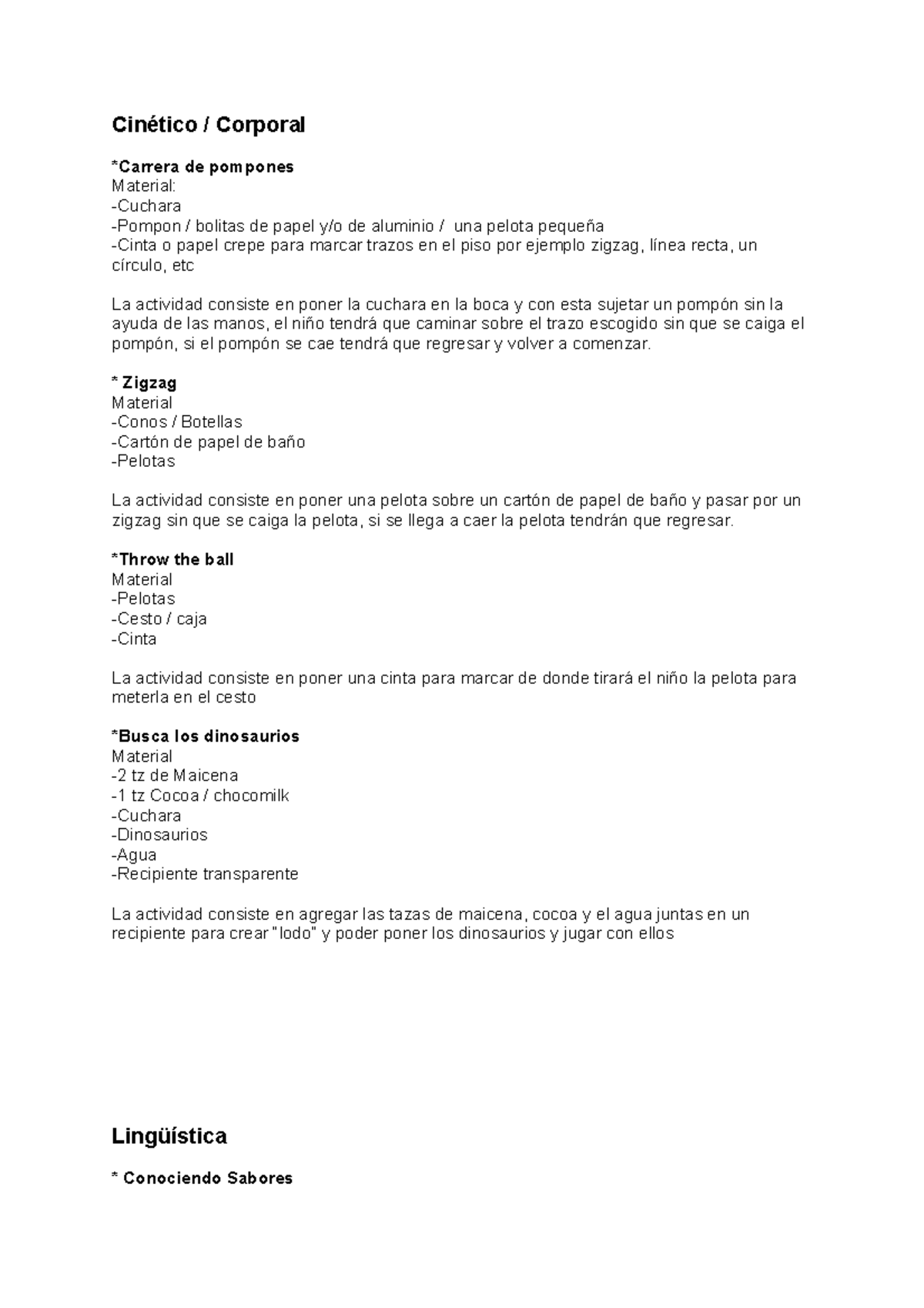 Actividades - askdmaol - Cinético / Corporal *Carrera de pompones ...