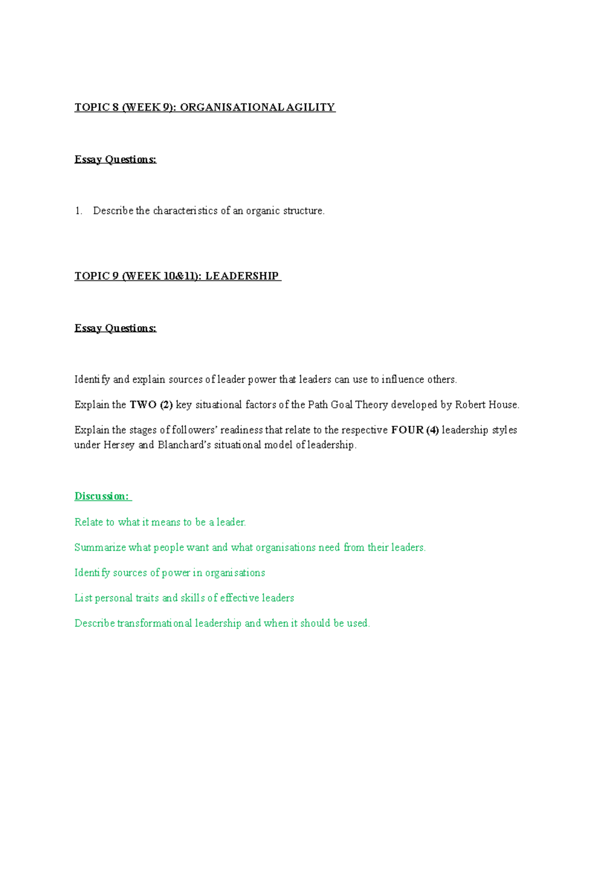 Topic 8 and 9 POM - tutorial question (POM) - TOPIC 8 (WEEK 9 ...