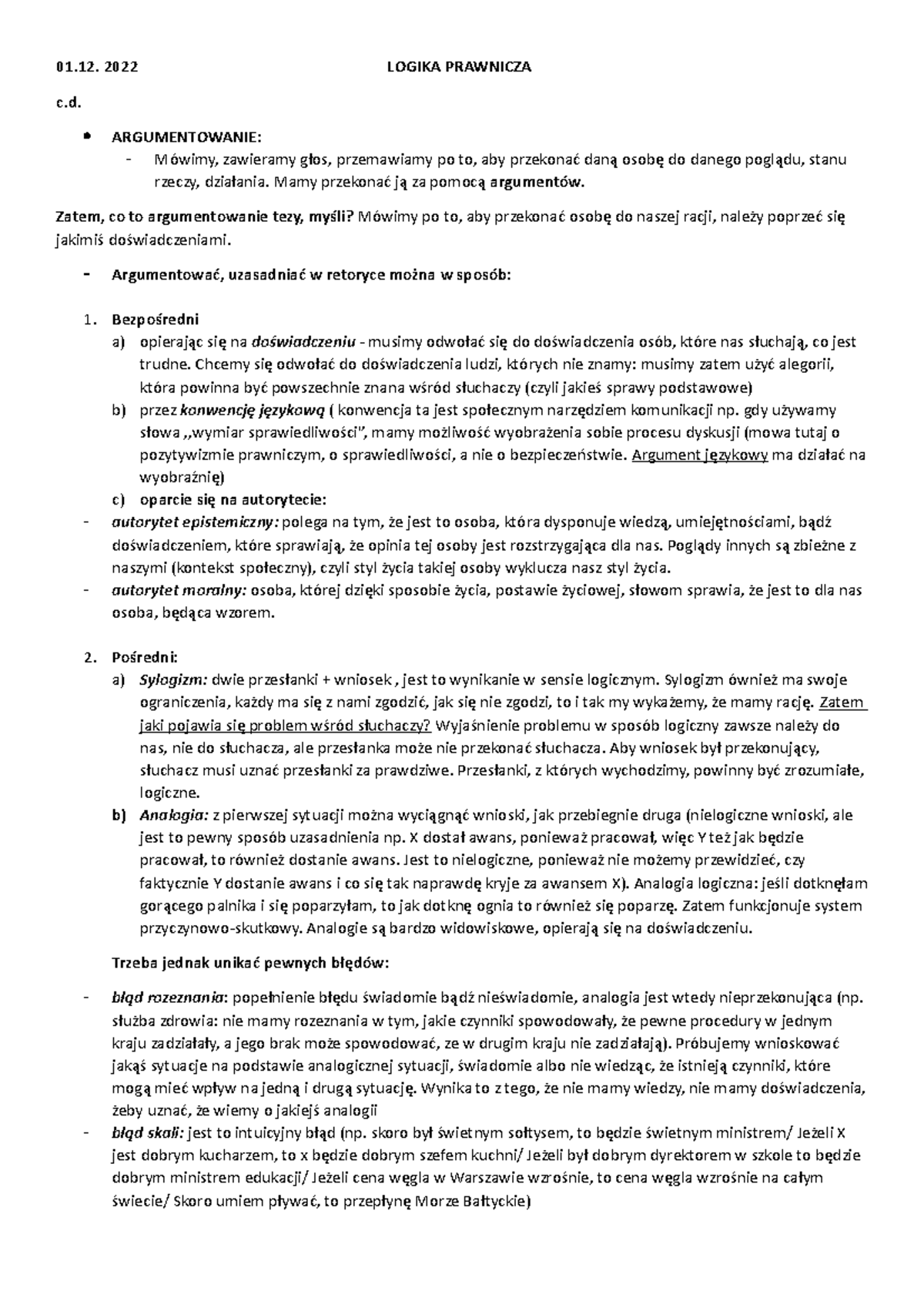 Wykład.................. - 01. 2022 LOGIKA PRAWNICZA c. ARGUMENTOWANIE: Mówimy, zawieramy głos ...