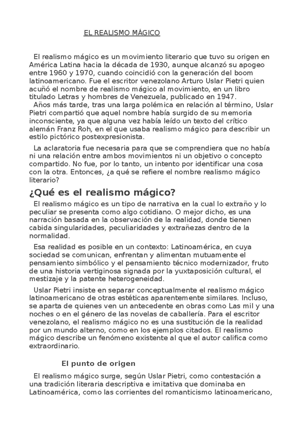 Realismo Magico - EL REALISMO MÁGICO El realismo mágico es un ...