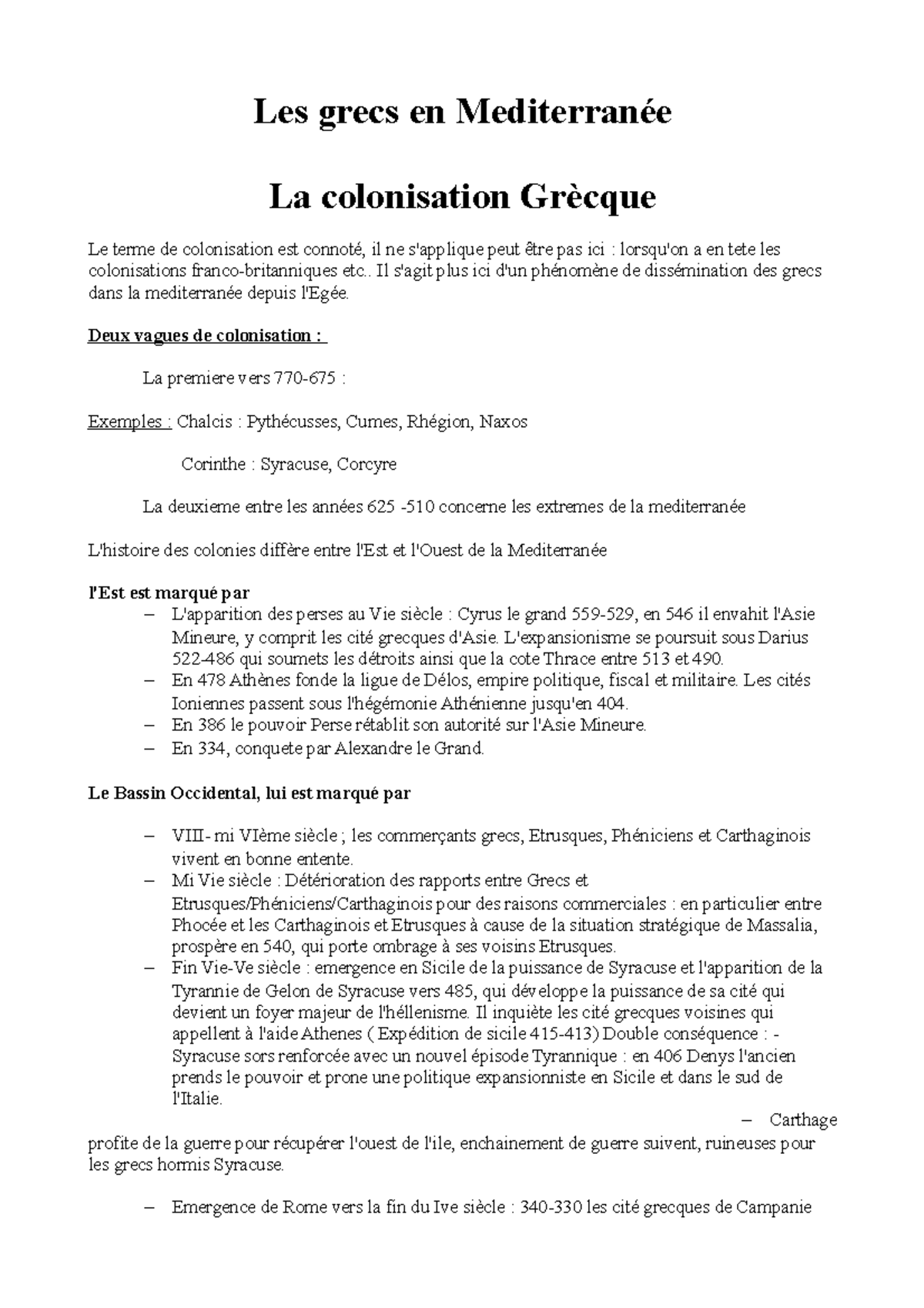 Les grecs dans le bassin mditerranen Introduction - Les grecs en ...