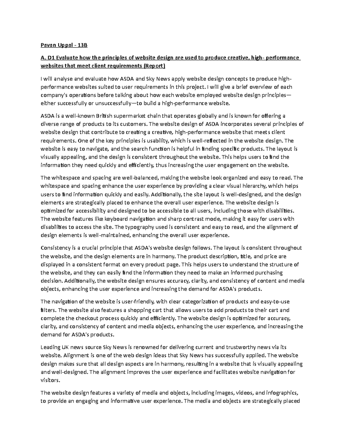 Unit 6 D1 - ccc - Pavan Uppal - 13B A. D1 Evaluate how the principles ...