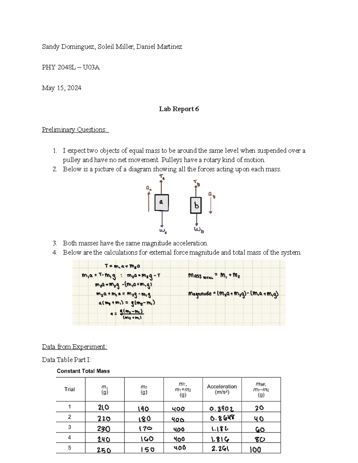 Lab Report 6 - PHY2048L - Physics 2048L U03A - Sandy Dominguez, Soleil ...