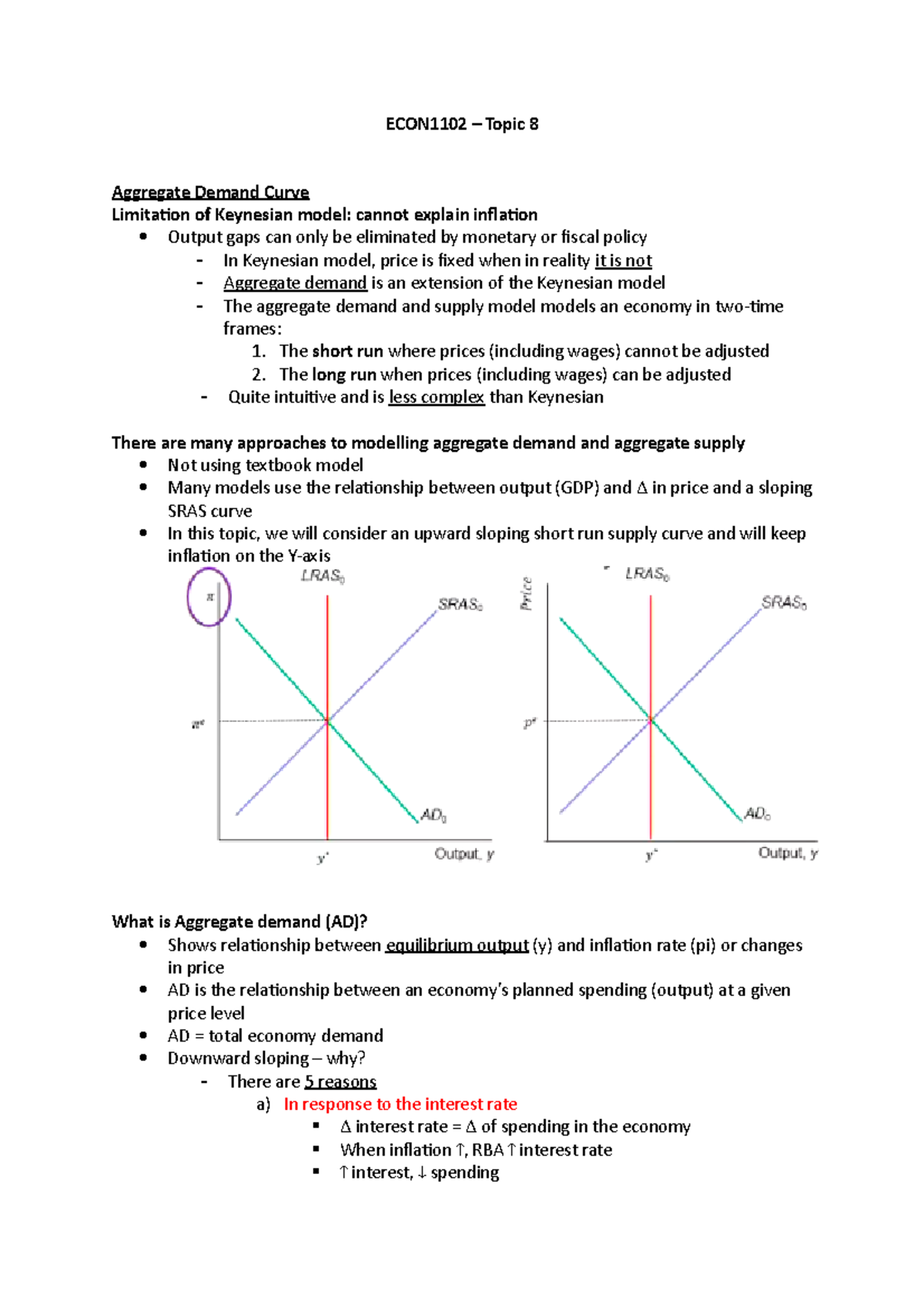 ECON1102 - Topic 8 - lecture notes from semester 2 2021 - ECON1102 ...