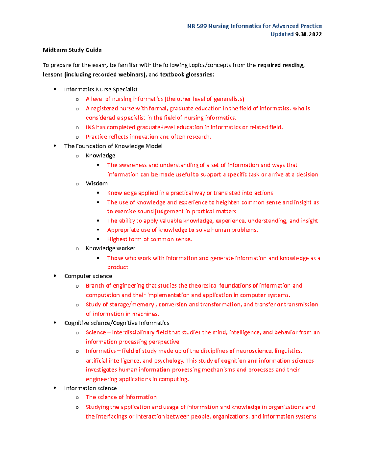 Nr 599 Midterm Study Guide Updated 9 Midterm Study Guide To Prepare