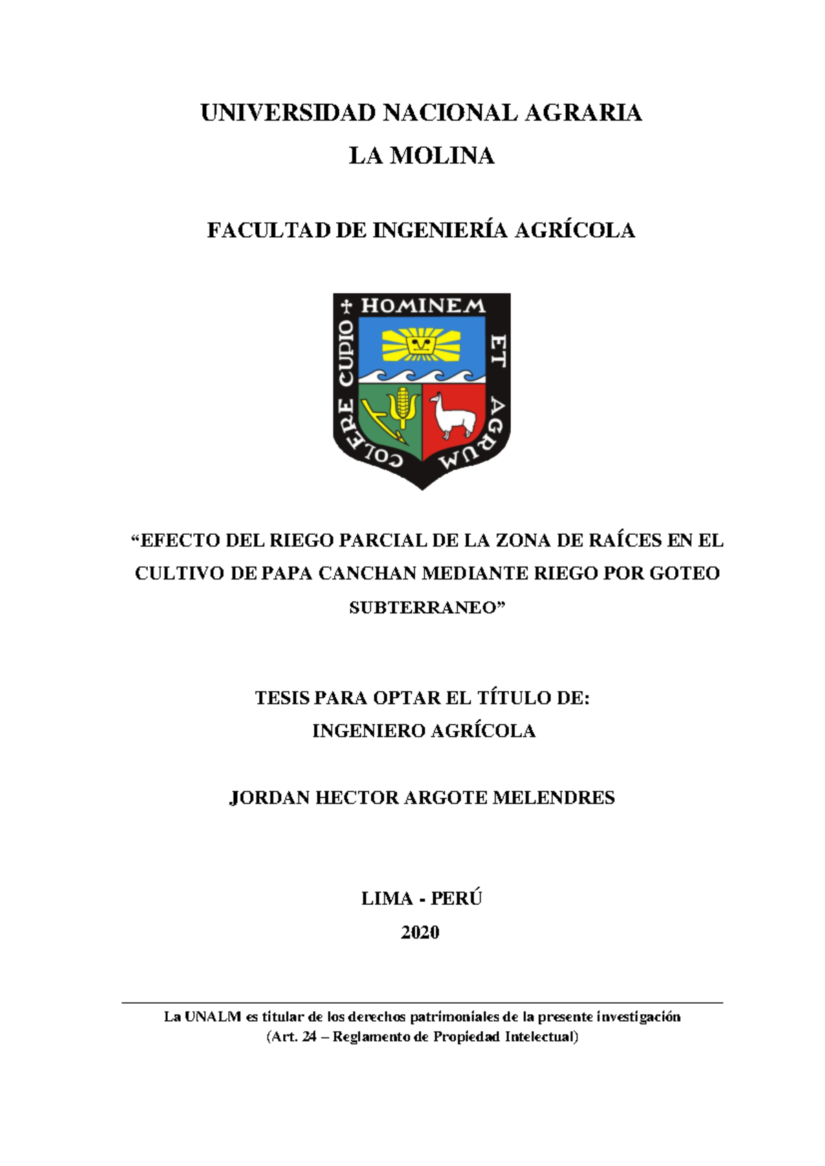 Argote melendres jordan hector - UNIVERSIDAD NACIONAL AGRARIA LA MOLINA ...