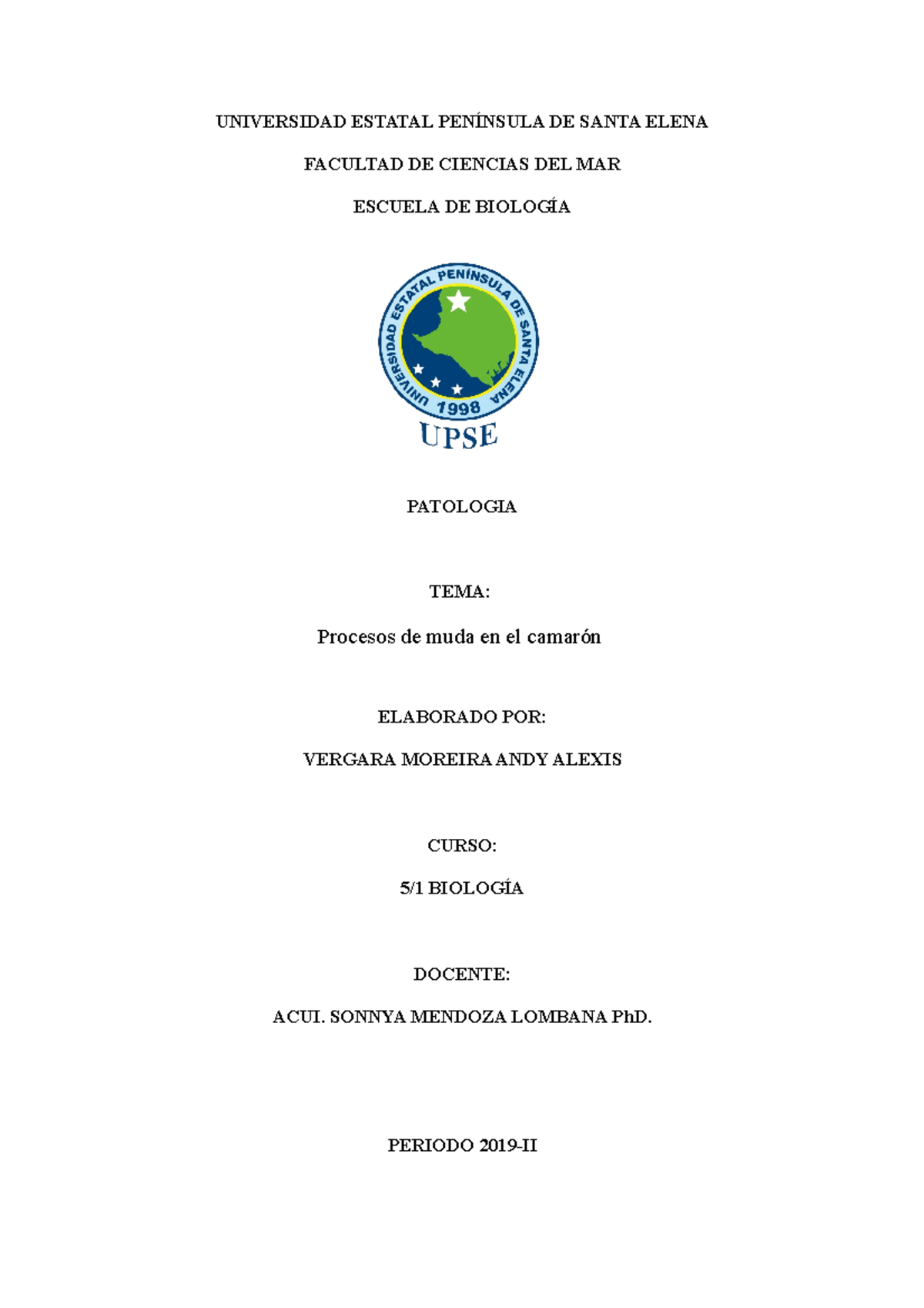 Muda del camaron - muda del camarón - UNIVERSIDAD ESTATAL PENÍNSULA DE ...
