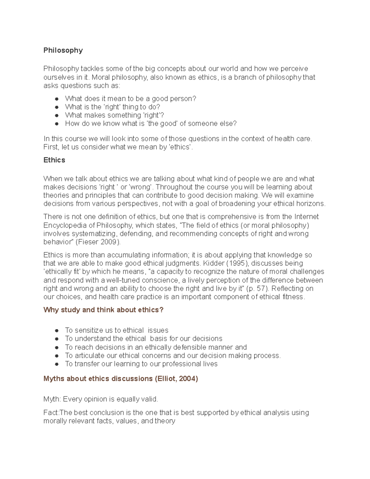 Module 1 Week 1 Notes Philosophy Philosophy Tackles Some Of The Big