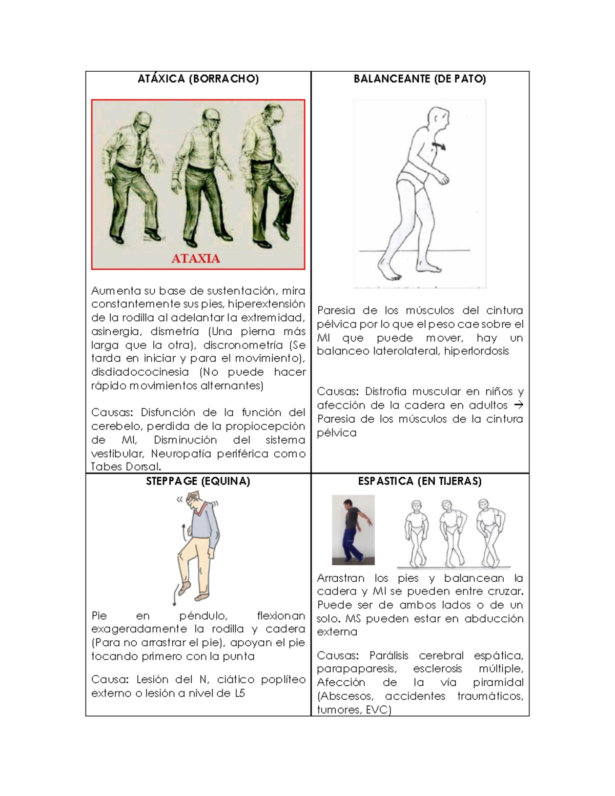 Tipos De Marcha - ATÁXICA (BORRACHO) Aumenta su base de sustentación ...