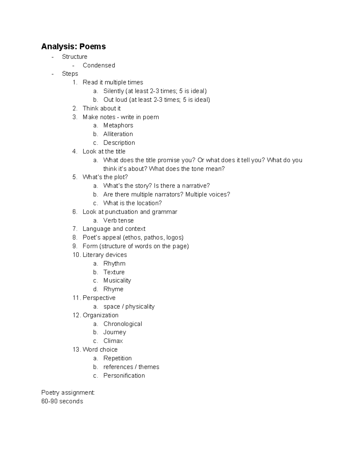 COMM 362 - September 7, 2016 - Analysis: Poems - Structure - Condensed ...