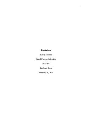 PSY-495 Methods Revision - Methods Revision Hailey Hudson Grand Canyon ...