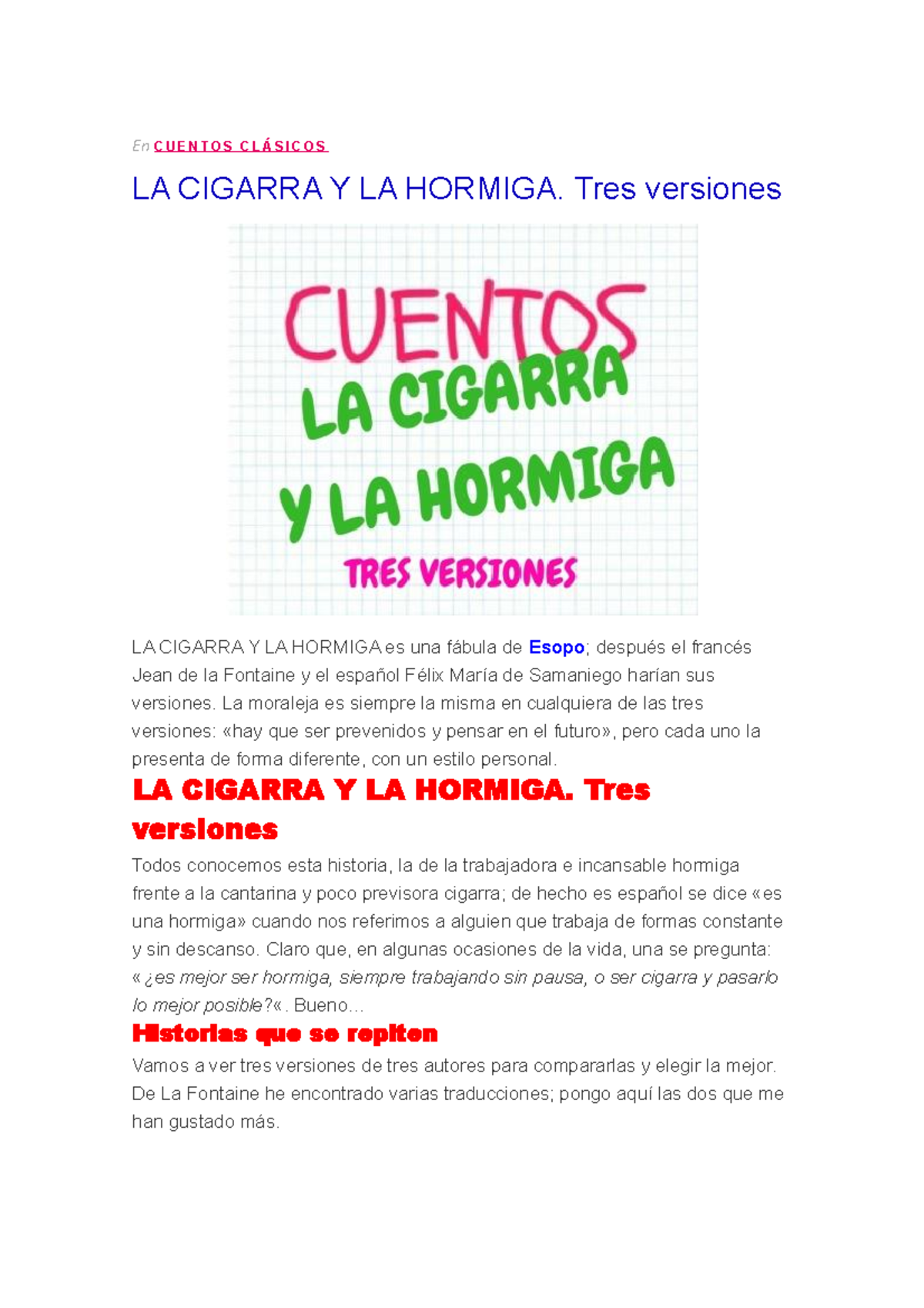 Fabula - la hormiga y la cigarra - ####### En C U E N T O S C L Á S I C ...