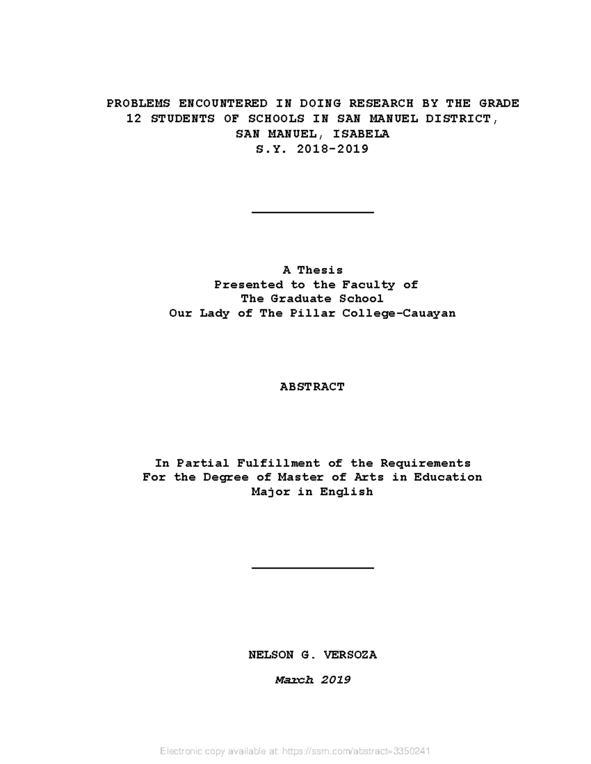 SSRN-id3350241 - ASDASDAD - PROBLEMS ENCOUNTERED IN DOING RESEARCH BY ...