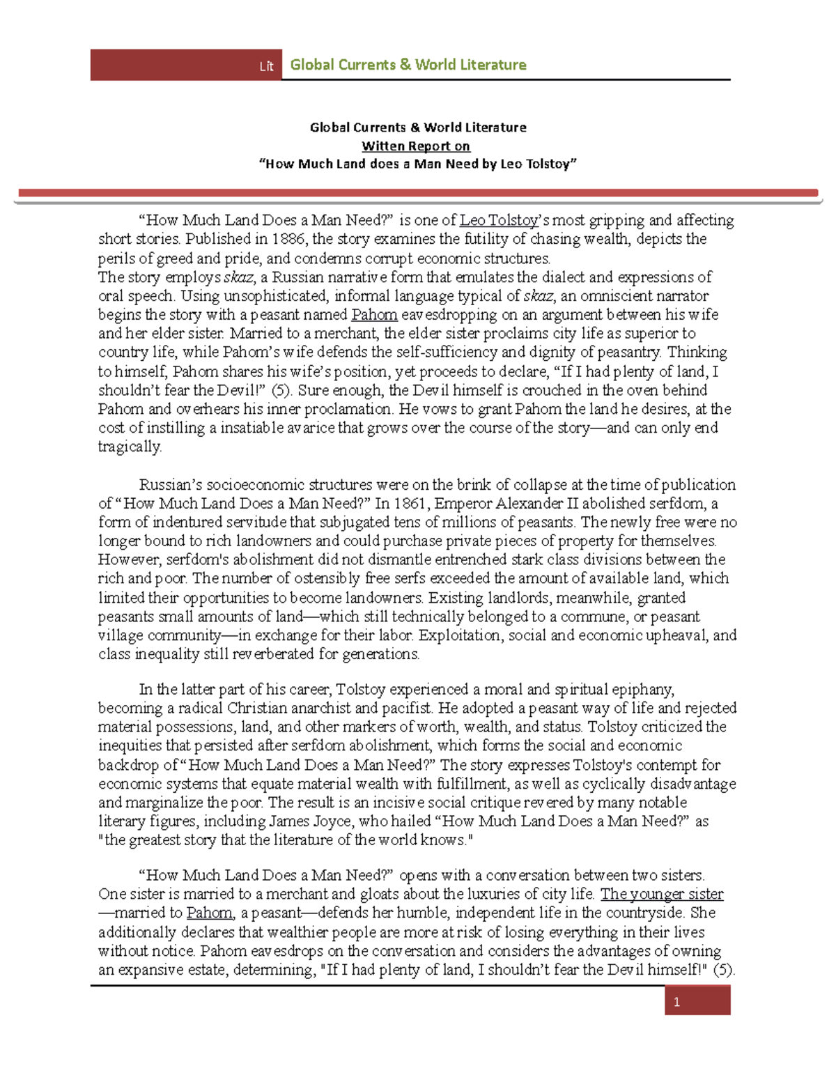 Global Currents & World Literature Discussion Paper - Living in the IT ...