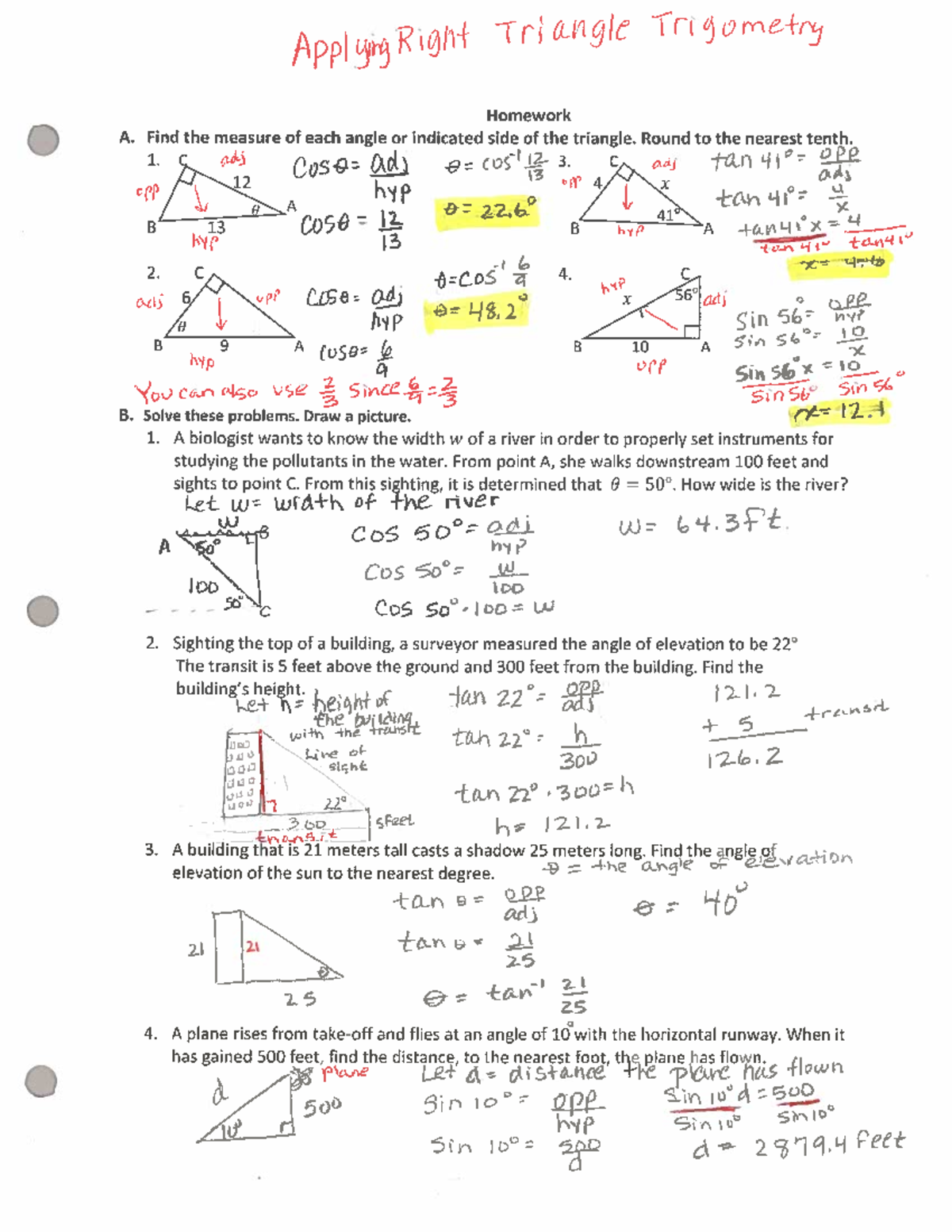 Applying+Right+Triangle+Trigonometry - Appl yg Right Tehangle Ti ...