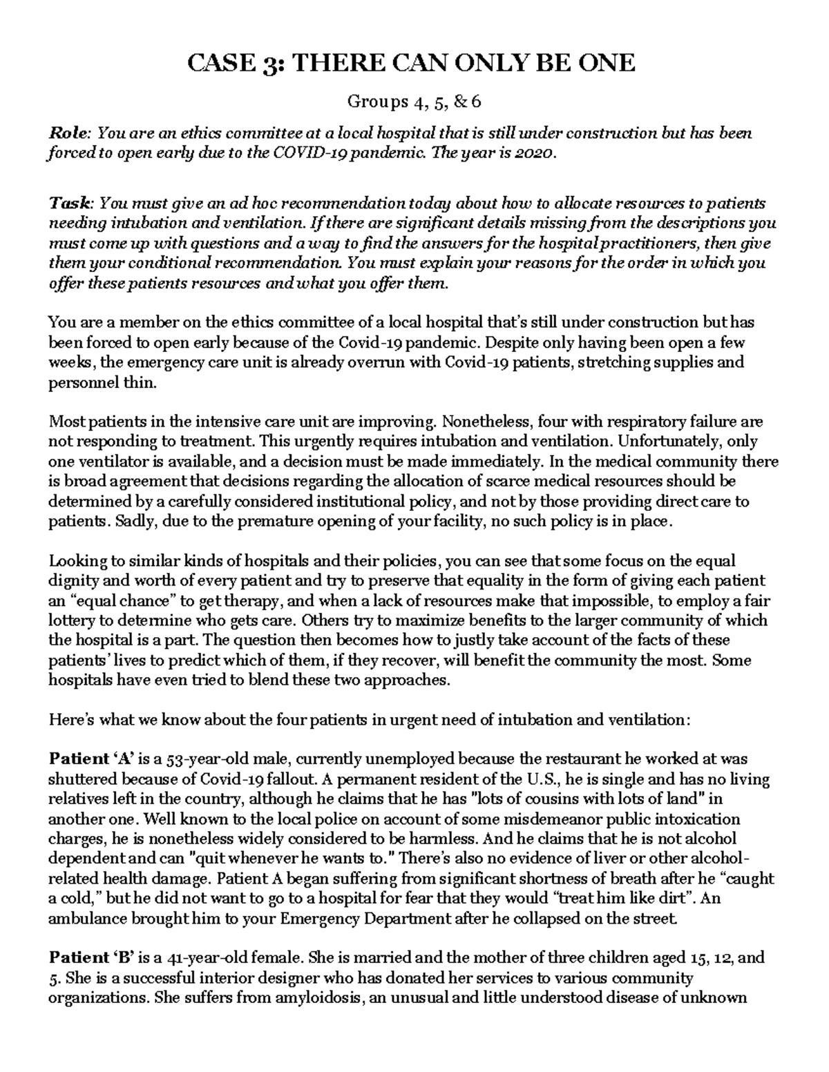 Case 2-There Can Only Be One - CASE 3: THERE CAN ONLY BE ONE Groups 4 ...