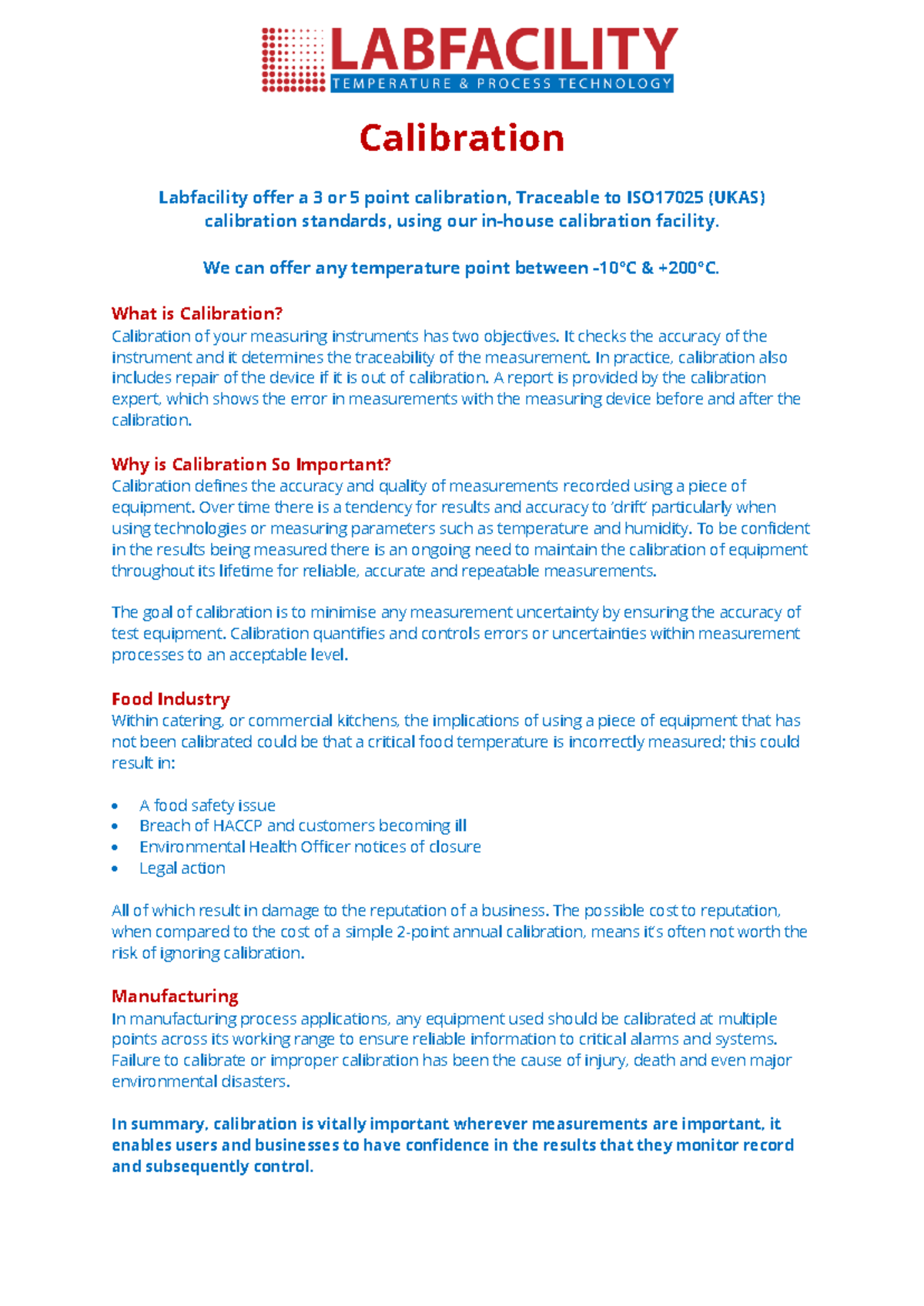 Why is calibration so important - Calibration Labfacility offer a 3 or ...