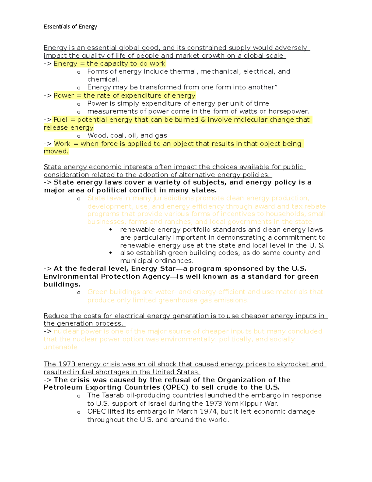Essentials of Energy Notes - Essentials of Energy Energy is an ...