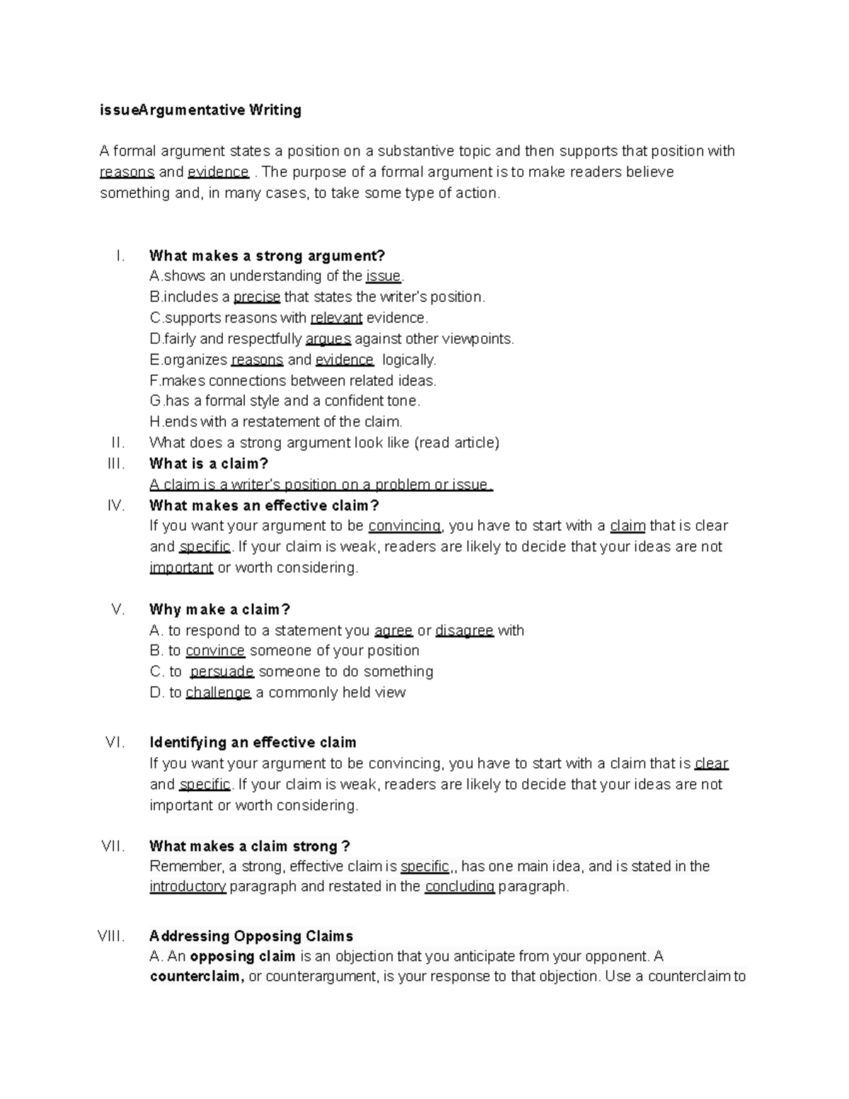 Argumentative Writing - issueArgumentative Writing A formal argument ...