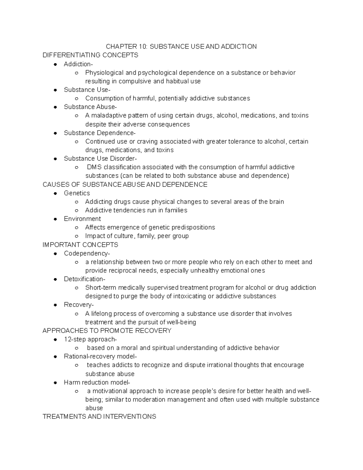 Chapter 10 Substance USE AND Addiction - CHAPTER 10: SUBSTANCE USE AND ...