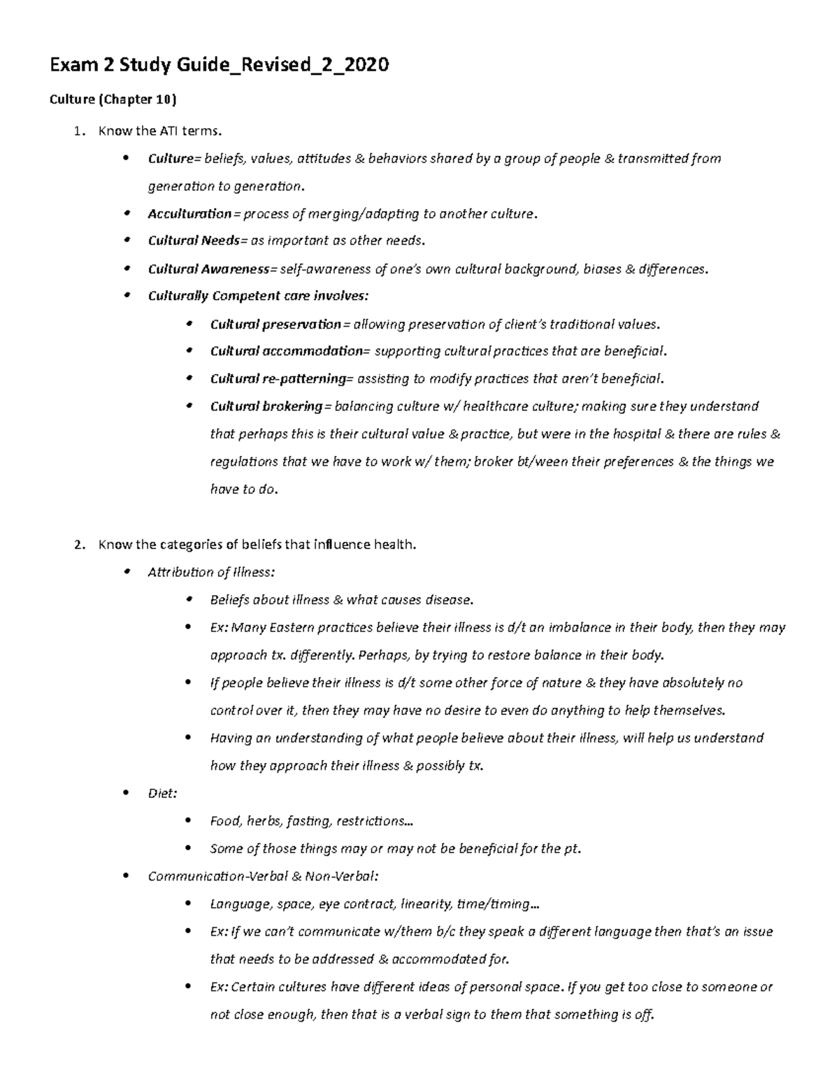 FILE 3300 - lecture notes - Exam 2 Study Guide_Revised_2_ Culture ...