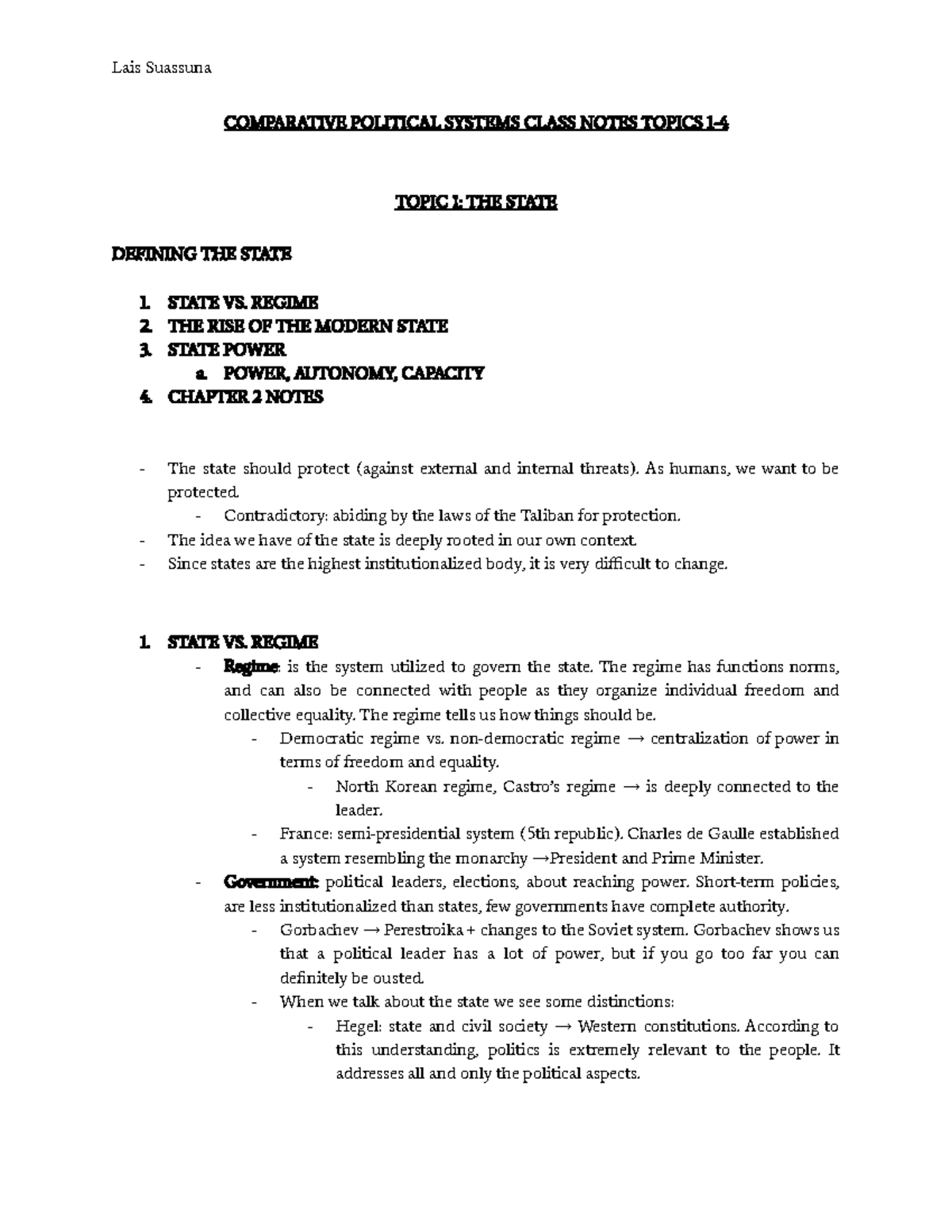 Comparative Political Systems T1-T4 Class Notes - COMPARATIVE POLITICAL ...