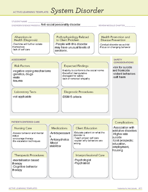Autism System Disorder ATI Template - ####### ACTIVE LEARNING TEMPLATES ...