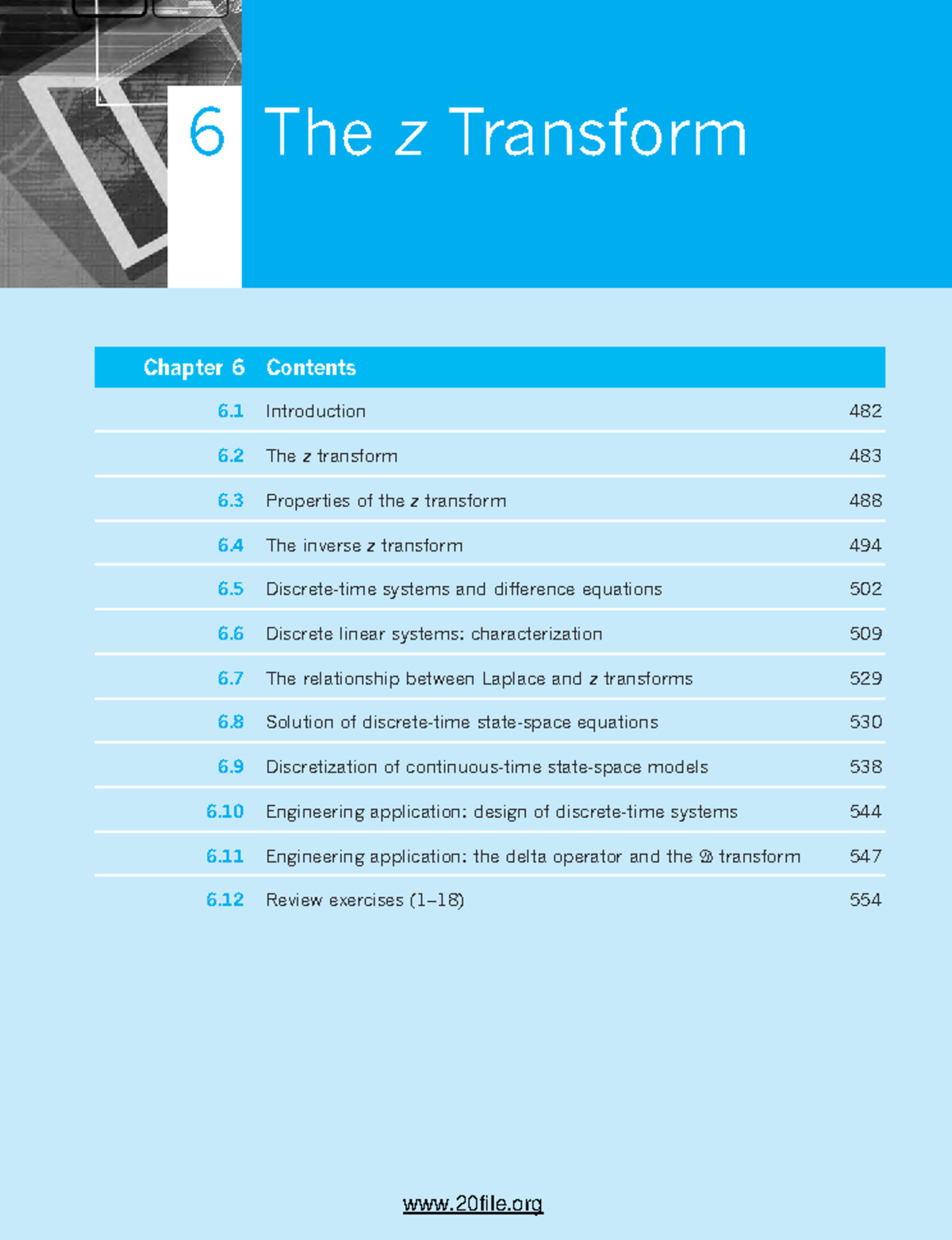 10.Solution of simple difference equations using Z-transforms - 6 The z Transform 6 Introduction ...