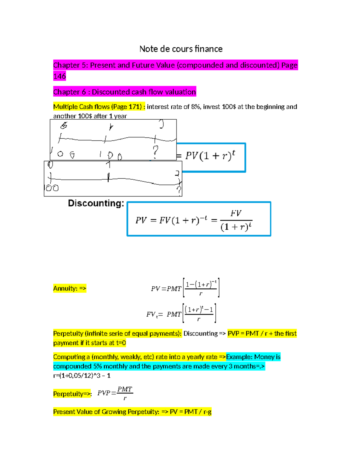 Note de cours finance - Note de cours finance Chapter 5: Present and ...