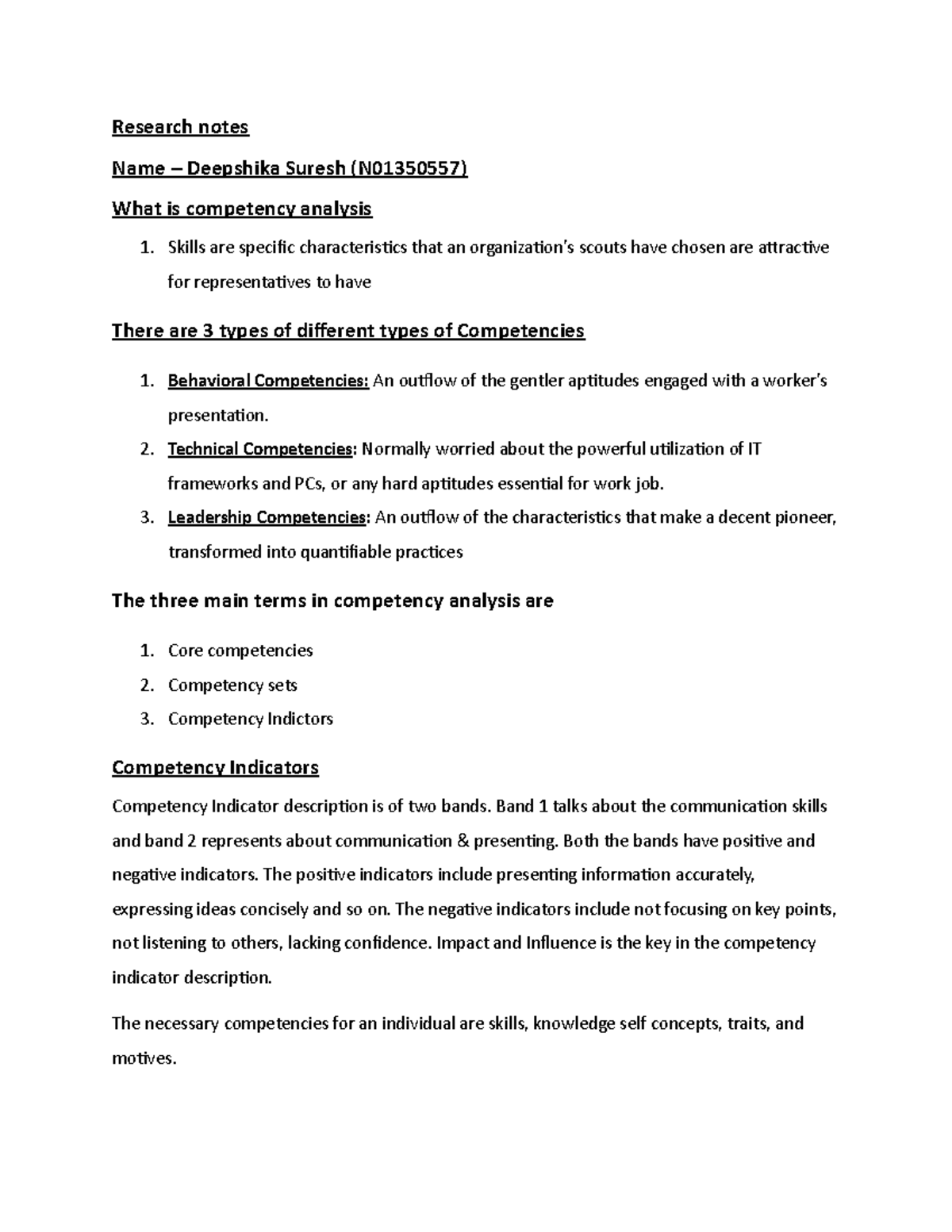 Compensation summary - Research notes Name – Deepshika Suresh ...