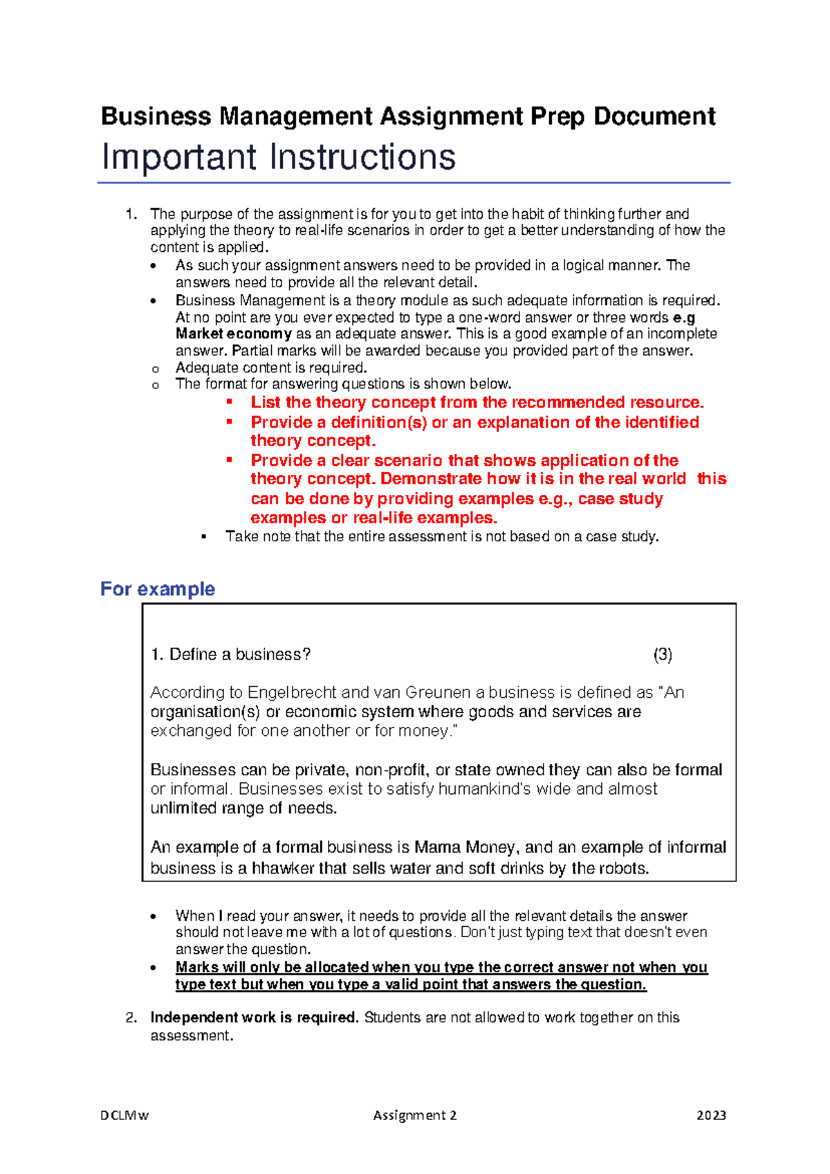 DCLMw BUSM5121w Assignment 2 Prep Document - Business Management ...
