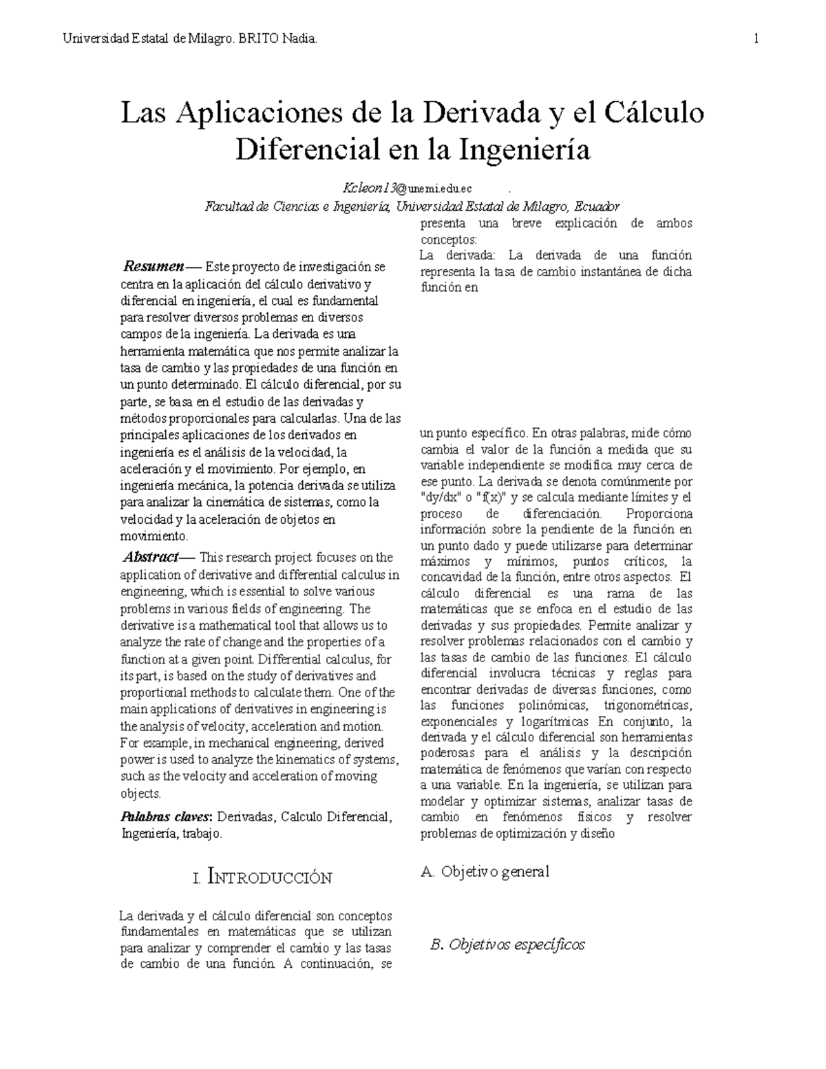 Las Aplicaciones de la Derivada y el Cálculo Diferencial en la Ingeniería - Las Aplicaciones de ...