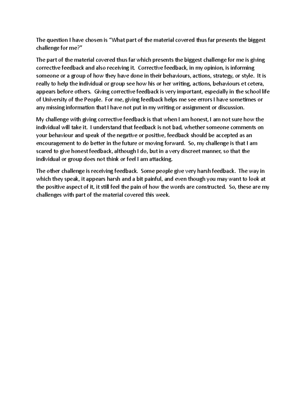 Discussion questions Unit 4 - The question I have chosen is “What part ...