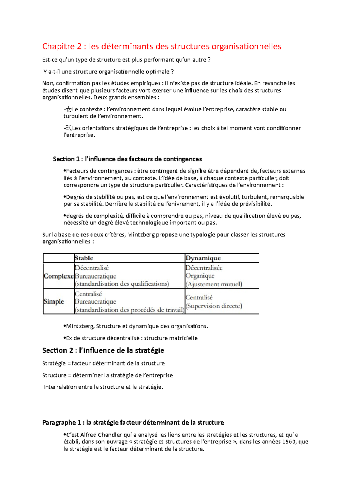 Gestion partie 3 chap 2 - Chapitre 2 : les déterminants des structures ...