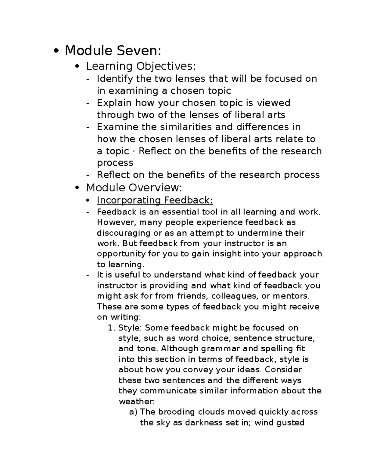 Module Seven In the Liberal Arts - Module Seven: Learning Objectives ...