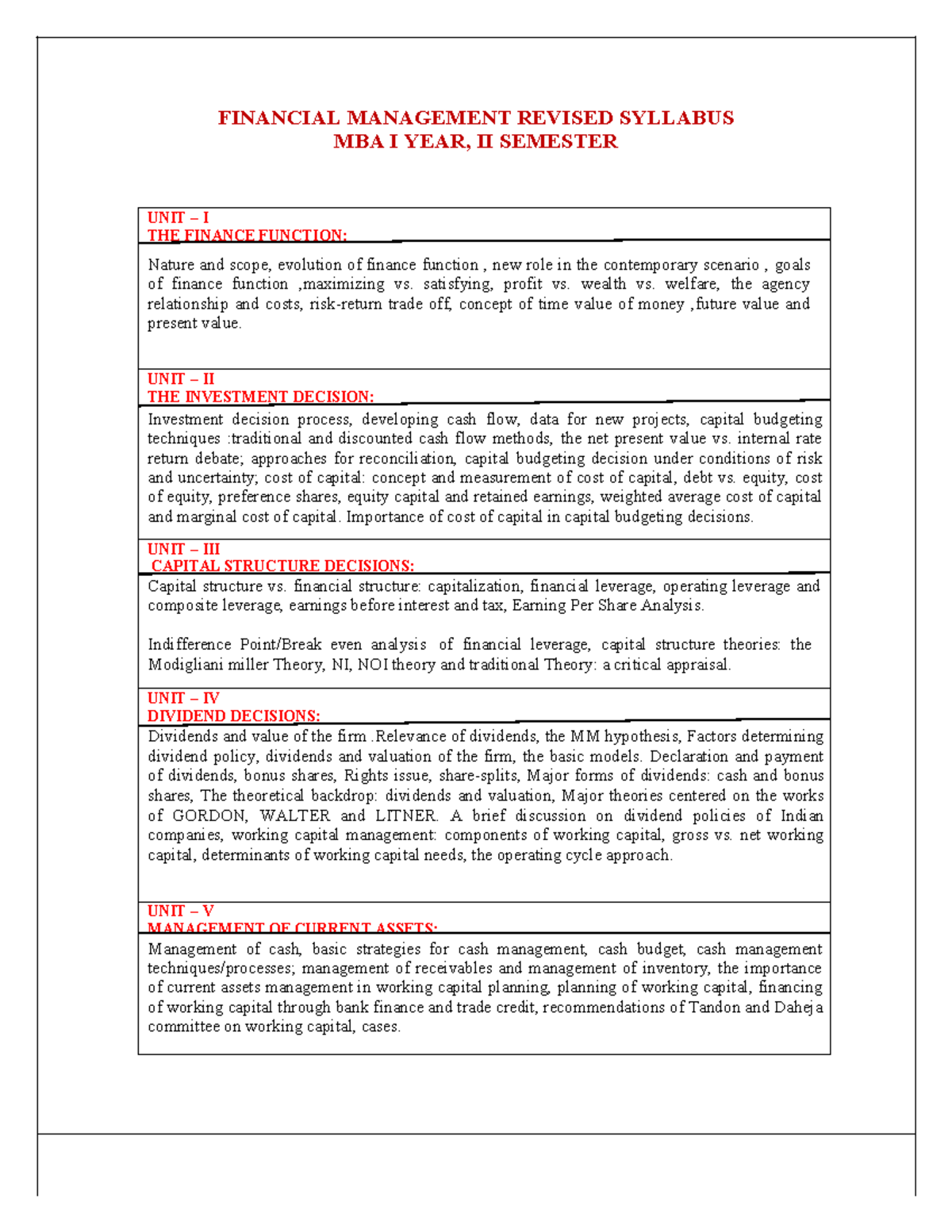 Safari - Abcd - FINANCIAL MANAGEMENT REVISED SYLLABUS MBA I YEAR, II ...