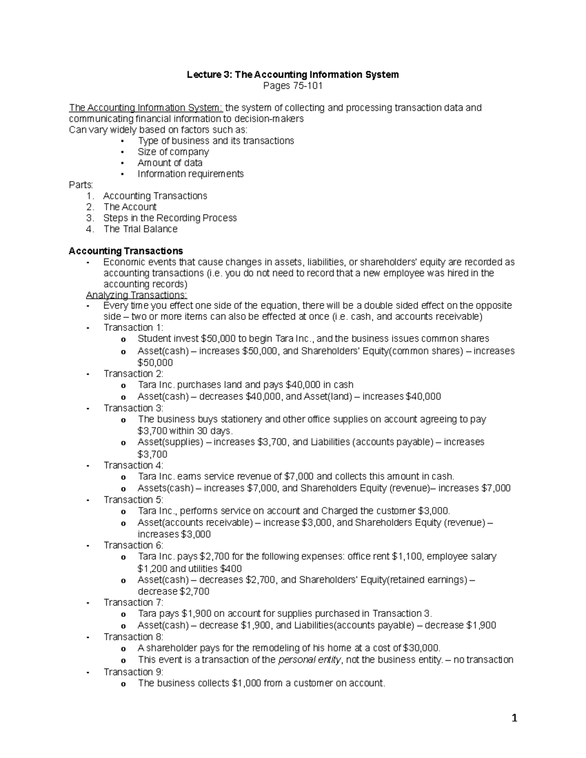 Jan 28 - Lecture 3 - The Accounting Information System - Lecture 3: The ...
