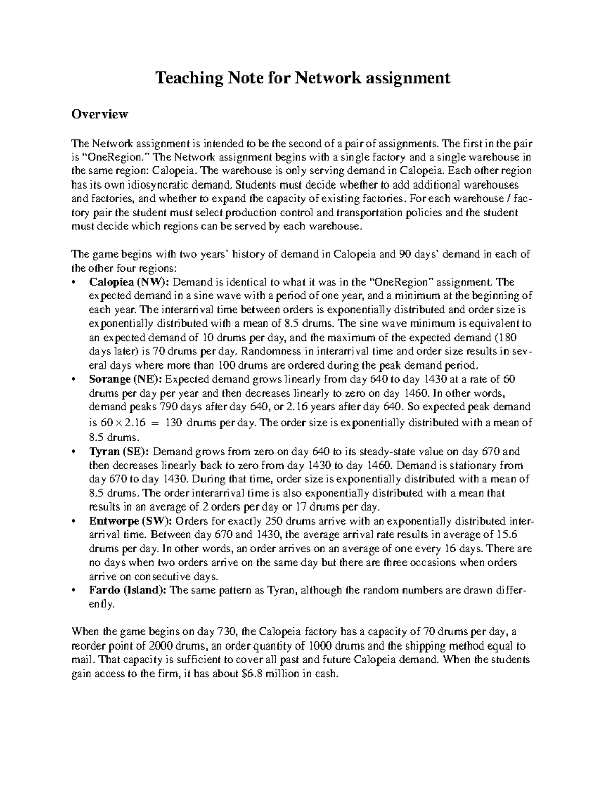 POM Simulation 2 - Teaching Note for Network assignment Overview The ...