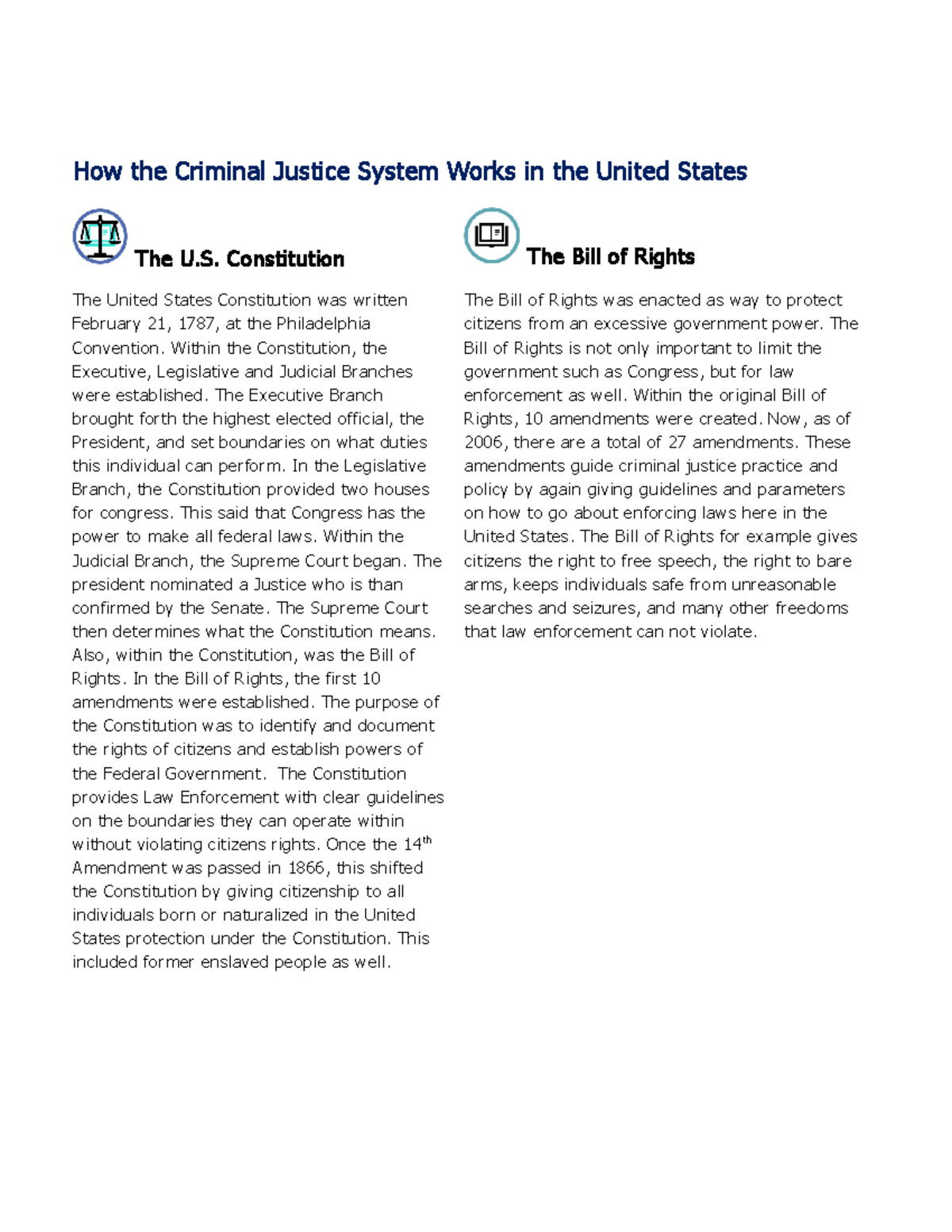 CJ 112 Project One - qqqqqq - How the Criminal Justice System Works in ...
