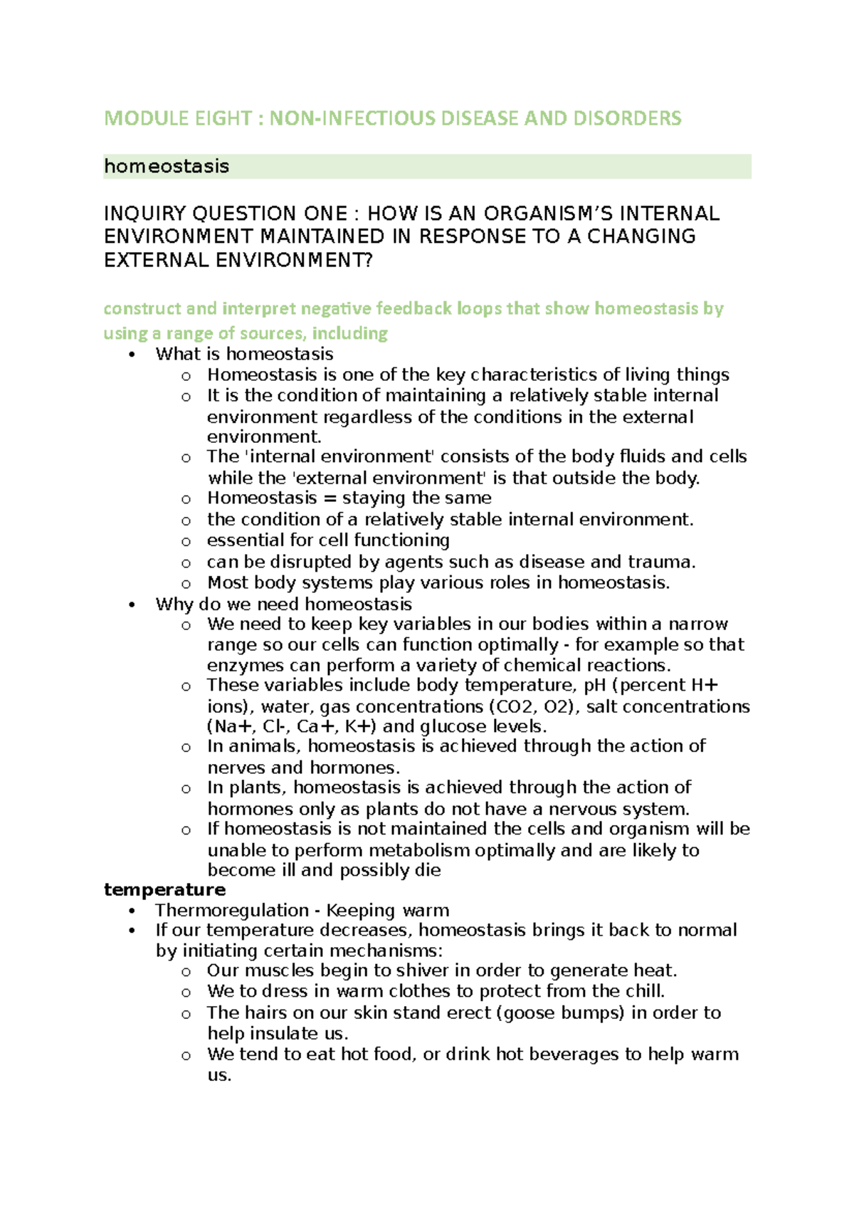 Module Eight - MODULE EIGHT : NON-INFECTIOUS DISEASE AND DISORDERS ...