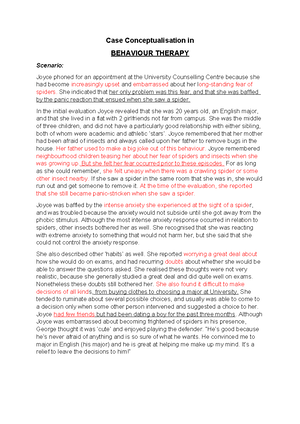 Cognitive therapy case study - CASE CONCEPTUALISATION IN COGNITIVE ...